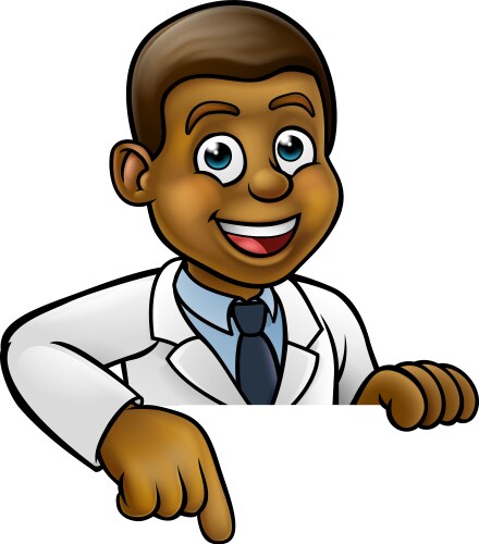 Scientist cartoon character sign Royalty Free Vector Image Scientist cartoon character sign Royalty Free Vector Image