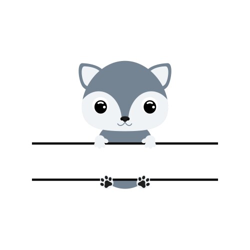 Cute cat split monogram funny cartoon character Vector Image