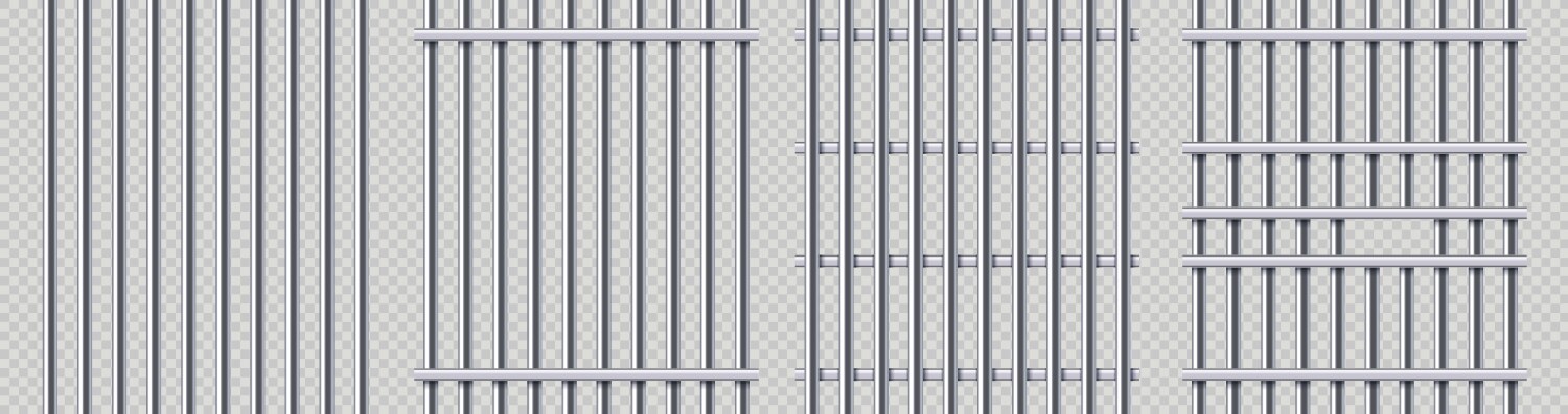 Prison metal bars iron jail cage fence Royalty Free Vector