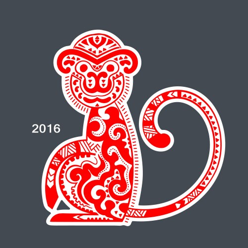 Monkey chinese zodiac stamp Royalty Free Vector Image