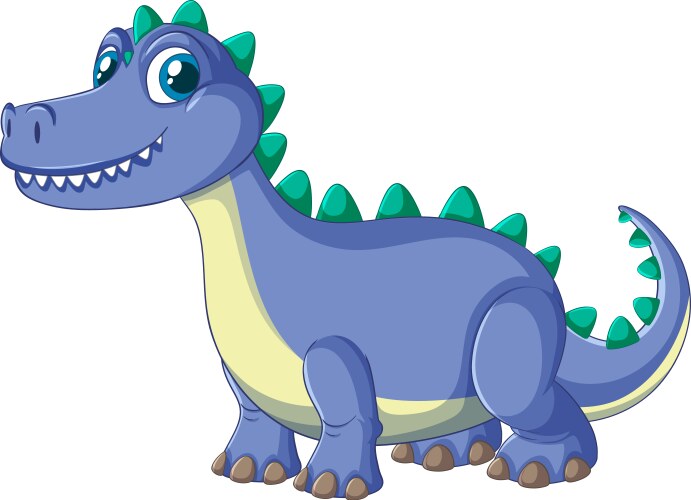 Adorable green dinosaur with blue spikes Vector Image