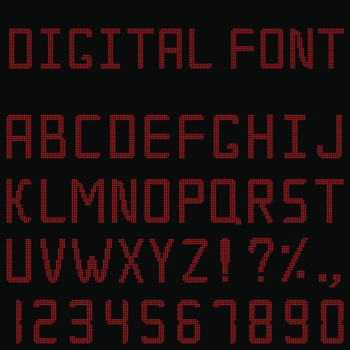 Yellow led font Royalty Free Vector Image - VectorStock