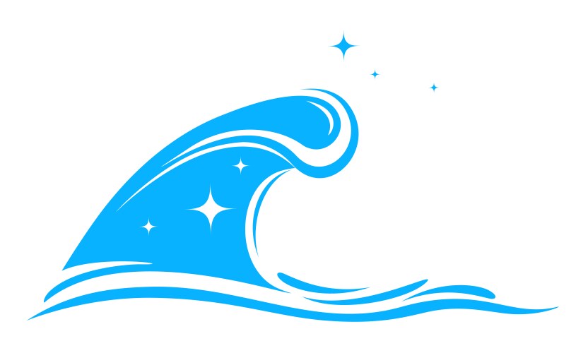 Blue symbol of big wave sea Royalty Free Vector Image