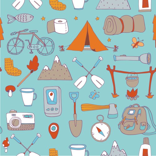 Seamless pattern with adventure equipment Vector Image