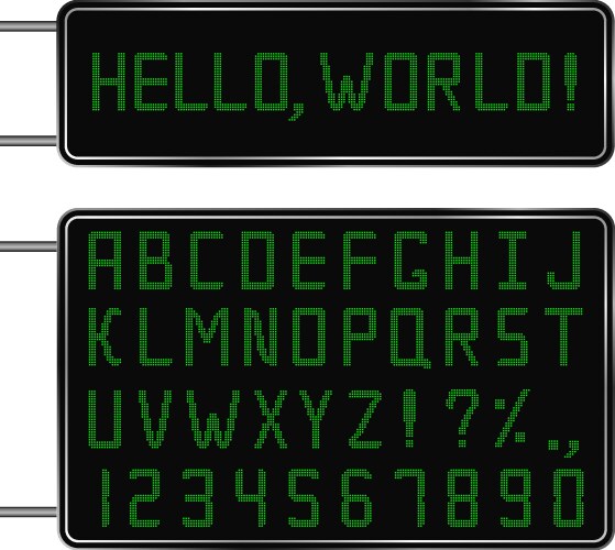 Digital led font alphabet letters and numbers Vector Image