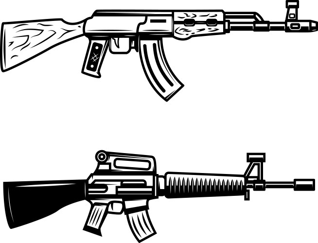 Vintage modern automatic assault rifle template Vector Image