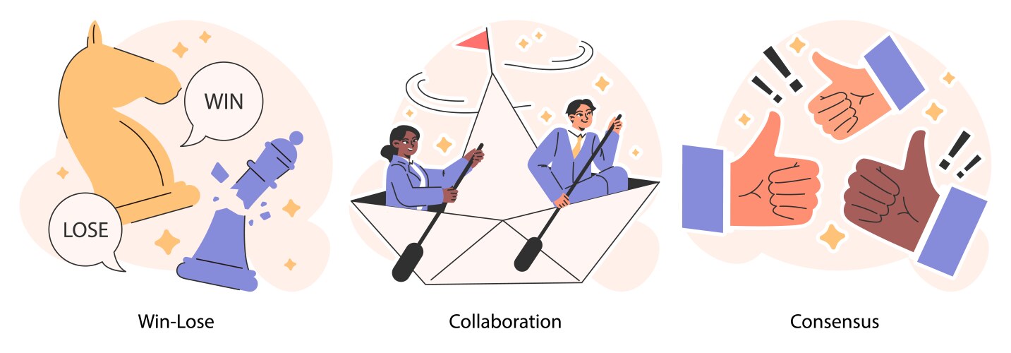 Win-win set professionals employees navigate Vector Image