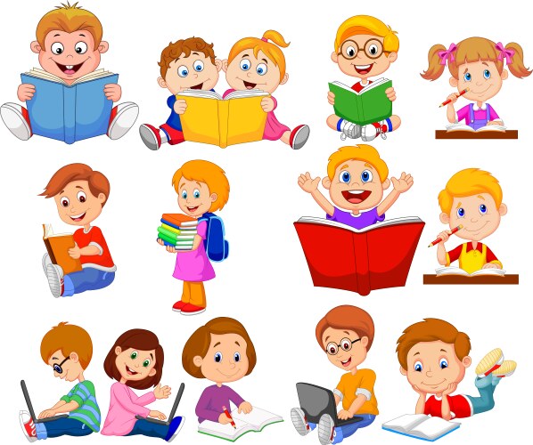 Cute children cartoon collection Royalty Free Vector Image