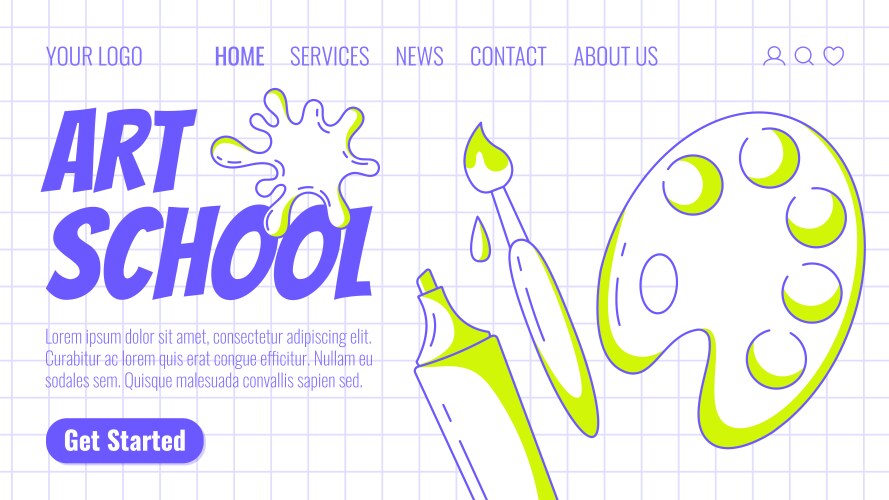 Drawing supplies paints paintbrush text marker Vector Image