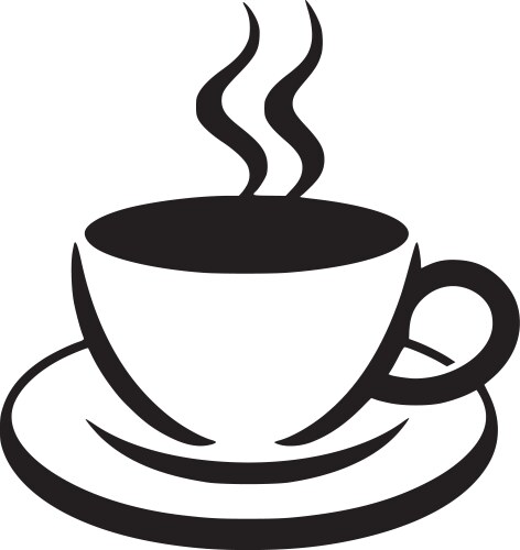 Black icon coffee cup cartoon Royalty Free Vector Image