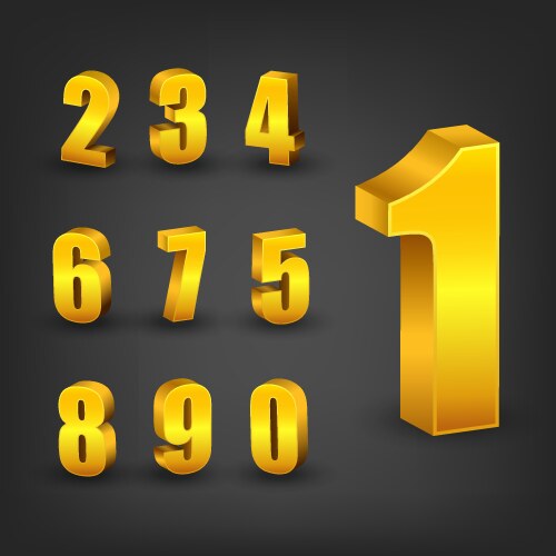 Gold number set Royalty Free Vector Image - VectorStock