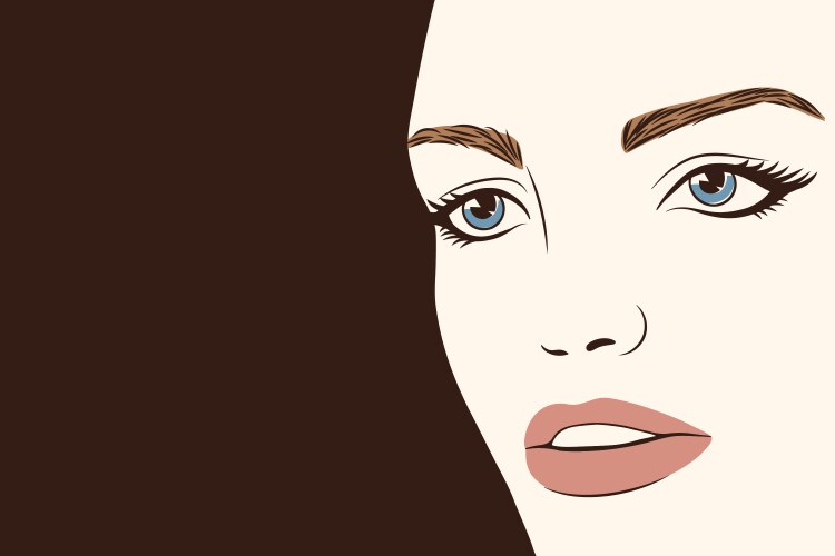 Half face portrait beauty woman with closed eyes Vector Image