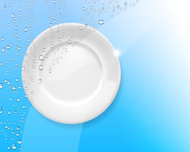 Clean plate with knife fork and napkin on wooden Vector Image