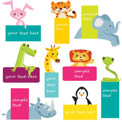 Basic geometric shapes with cute farm animals set Vector Image