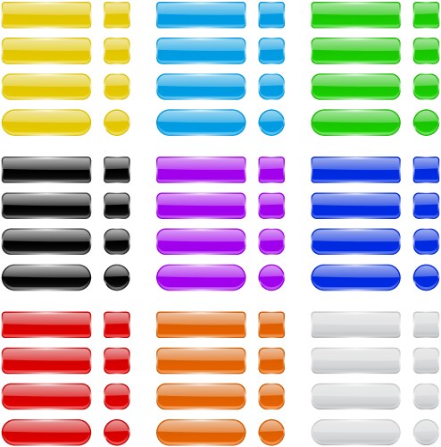 Colored oval buttons 3d glass menu icons Vector Image