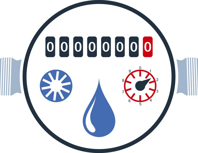 Water consumption icon with meter on dark Vector Image