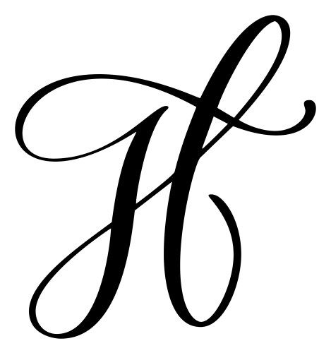 Calligraphy hand drawn letter h logo Royalty Free Vector