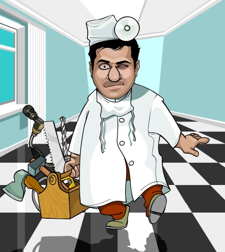 Cartoon big fat man in a bloodstained apron Vector Image