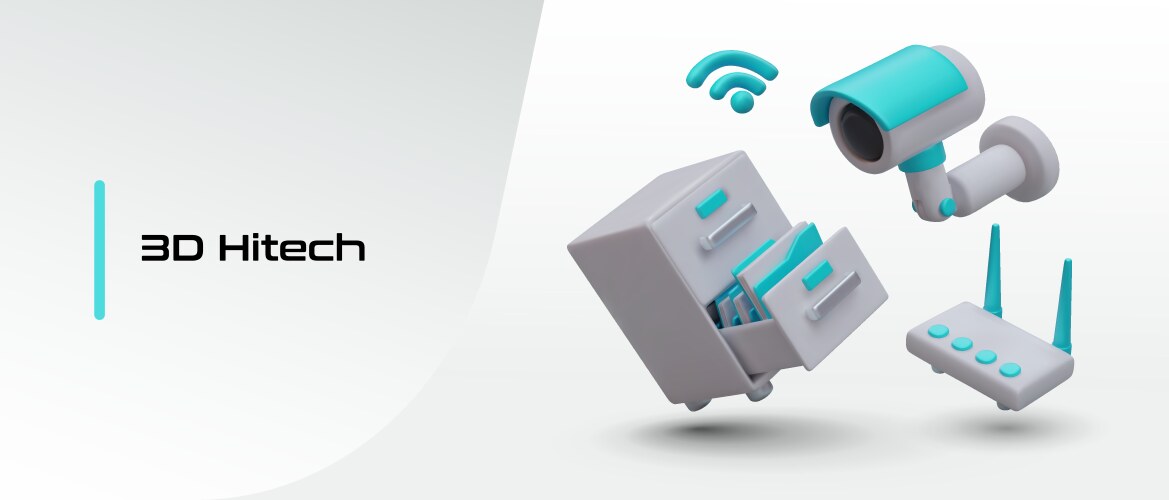 Office drawer unit router manipulator 3d hitech Vector Image