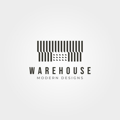 Warehouse industry line art logo design Royalty Free Vector