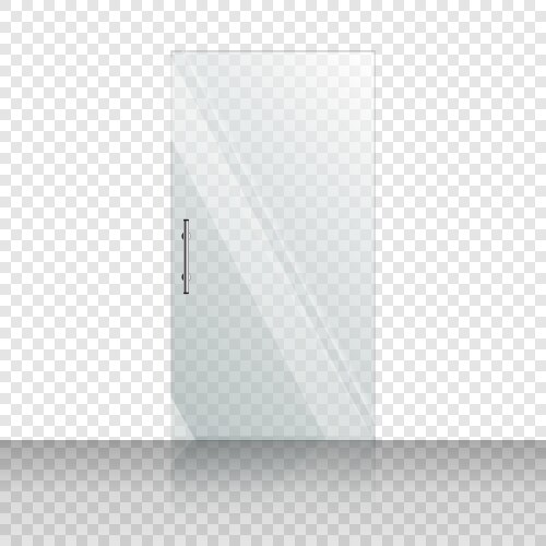 Transparent clear glass door isolated on checkered