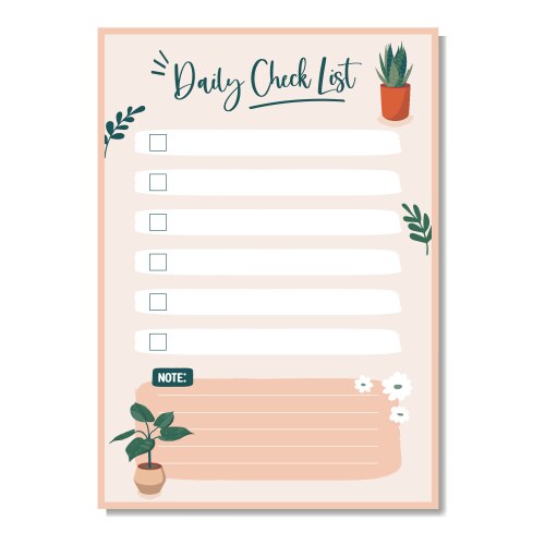 Daily check list planner note paper to do Vector Image