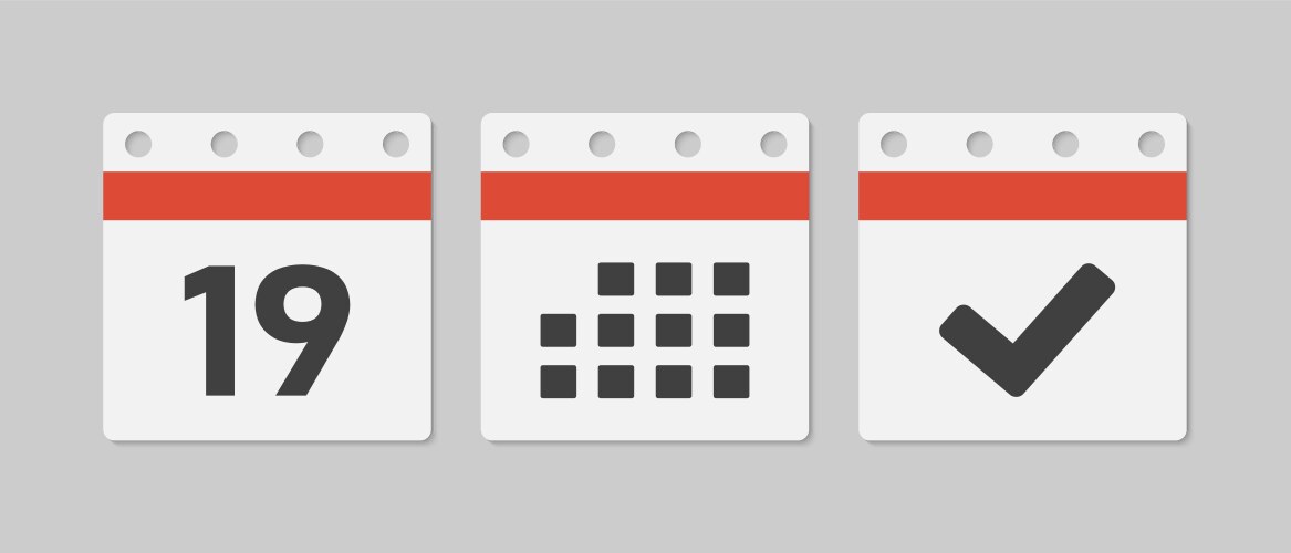 Calendar icon day 19 september template date days Vector Image