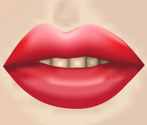 Red Lip Bite - Close-Up Royalty Free Vector Image