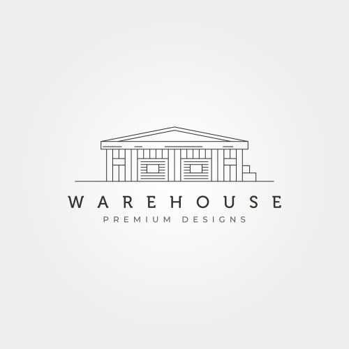 Warehouse industry line art logo design Royalty Free Vector