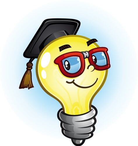 Light bulb classroom cartoon character Royalty Free Vector