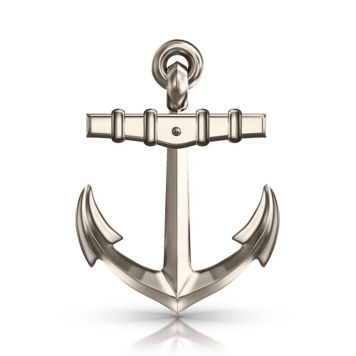 Realistic 3d detailed anchor and rope Royalty Free Vector