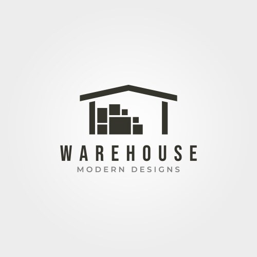Warehouse industry line art logo design Royalty Free Vector