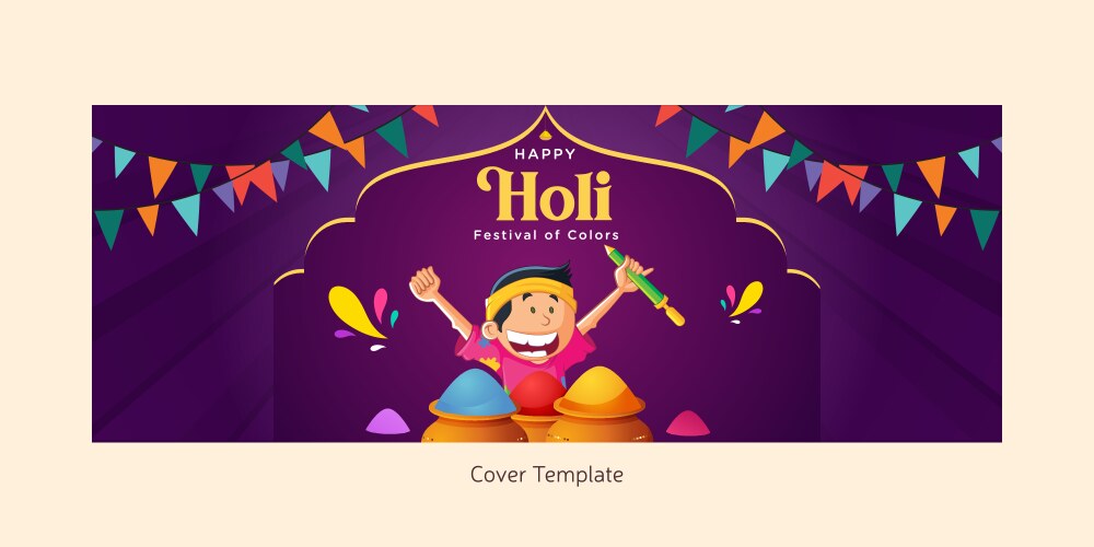 Happy holi cover page design Royalty Free Vector Image
