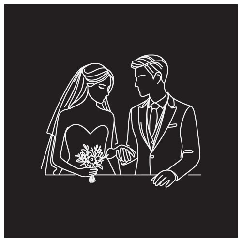 One continuous drawn line wedding from Royalty Free Vector