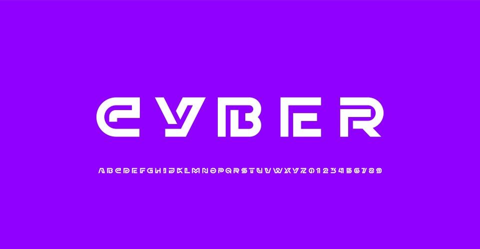 Tech digital alphabet font Royalty Free Vector Image