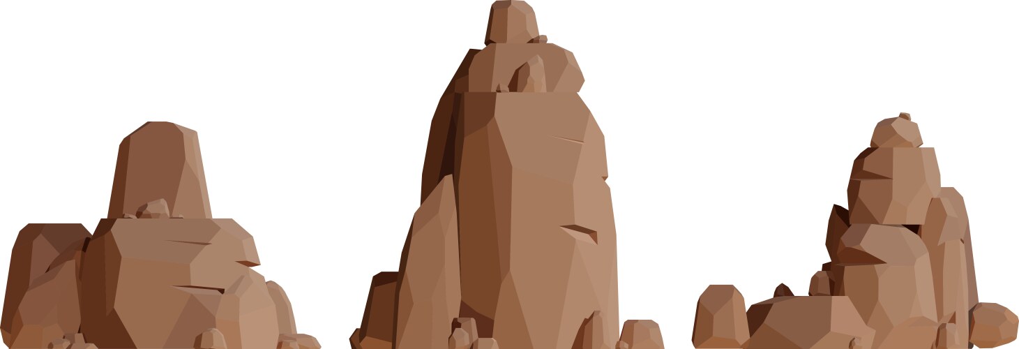 Desert stones mountain rock lumps and pieces set Vector Image