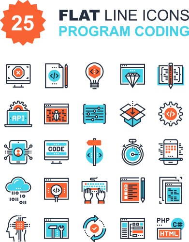 Program coding icons Royalty Free Vector Image