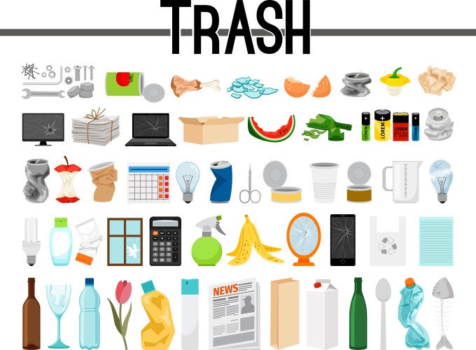 Paper trash icons collection Royalty Free Vector Image