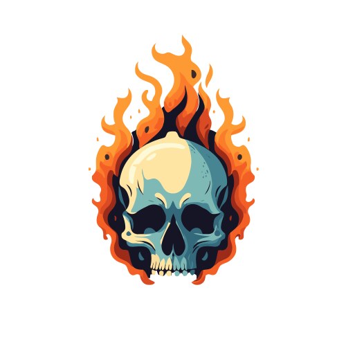 Skull on fire with flames Royalty Free Vector Image