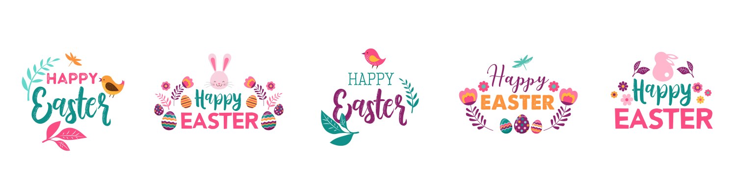 Happy easter symbols logo badges Royalty Free Vector Image