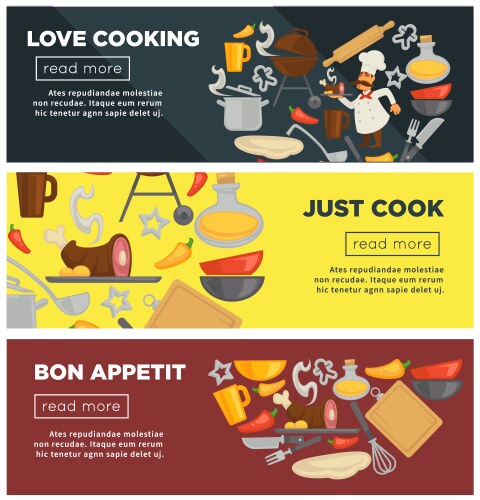 Cooking school banner template lets cook Vector Image