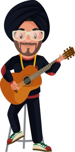Punjabi singer cartoon character Royalty Free Vector Image