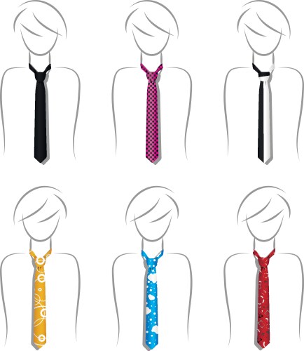 Set of tied striped colored silk and bow ties Vector Image