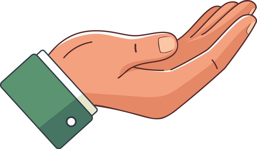Extended hand symbol of receiving line art Vector Image