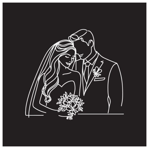 One continuous drawn line wedding from Royalty Free Vector