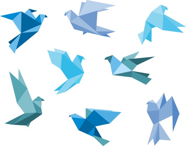 Origami dove pigeon birds from paper stylized Vector Image