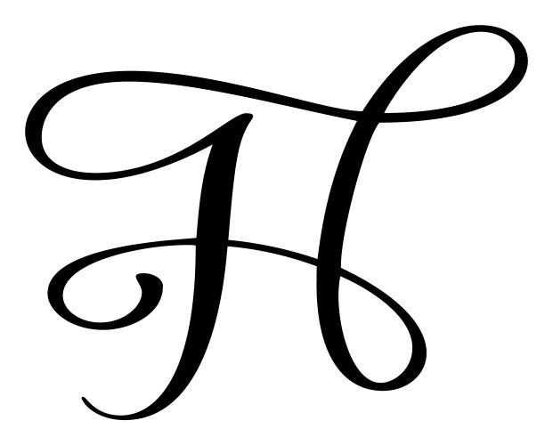 Hand drawn calligraphy capital letter h Royalty Free Vector