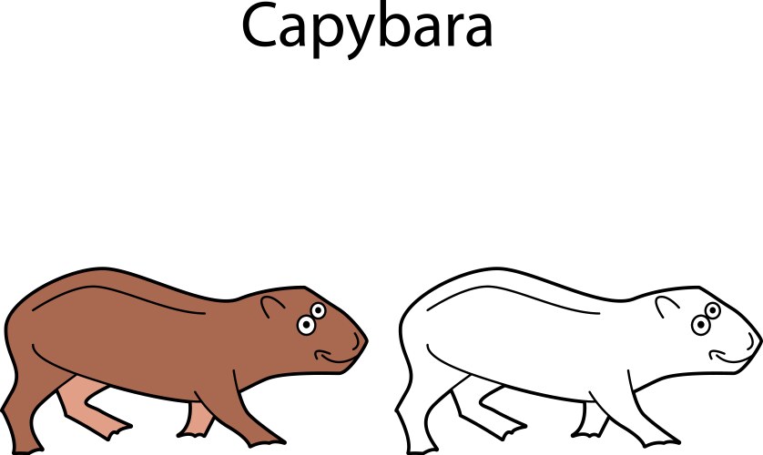 Set cute cartoon outline capybara smiles Vector Image