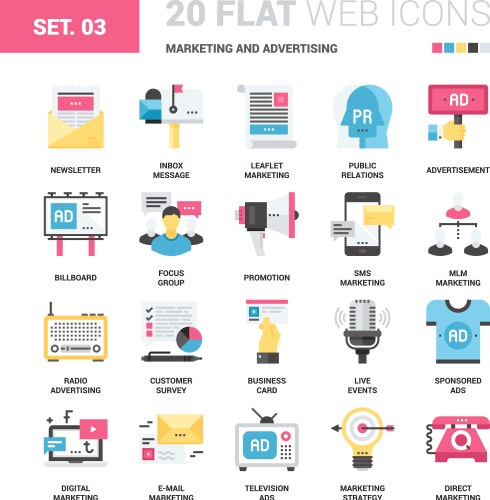 Digital Marketing Icon Set Royalty Free Vector Image