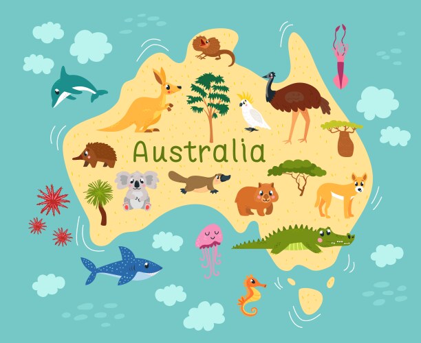 Australia Cartoon Map Vector Images (over 1,300)